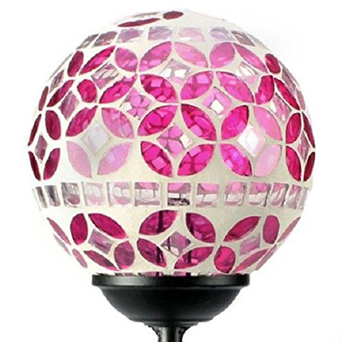 Solar Power Mosaic Glass Pink Ball Garden Light, Color Changing Multi-color Yard Pink Light