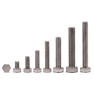 1/2-13 x 1 (8 PCS) Stainless Steel Hex Bolts, Hex Head Screws, Full Thread, Coarse Thread, Plain Finish, Machine Thread, Stainless Steel 304 (18-8)