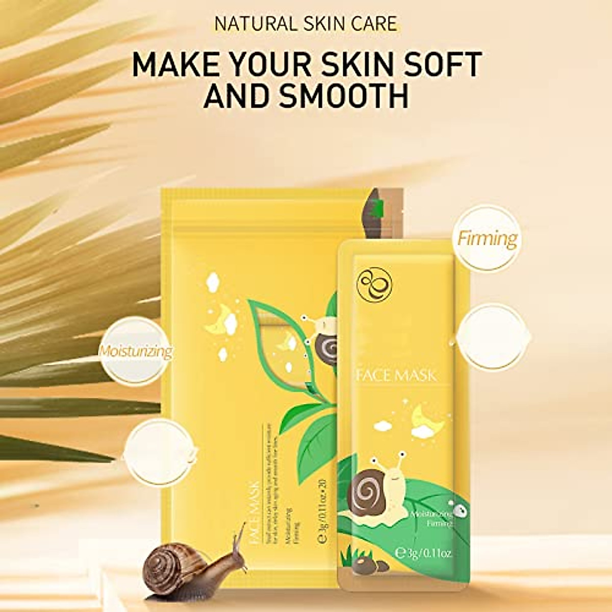 BMSY 2022 New 10 Pcs SnailSleeping Facemask Sheet Wash Frees Face Pack for Glowing Skin Deep Moisturizing Skin CareMask Firming Skin Hydrate Soothe Korean Gifts for Men and Women (Yellow, One Size)