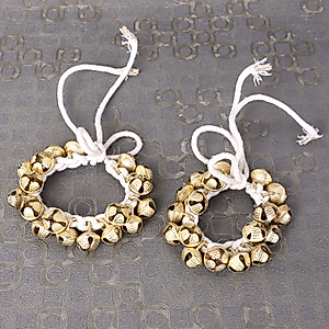 HANDTECHINDIA Kathak Dancing Ghungroo Bells Anklet Musical Instrument Anklet Bracelet Belly Dance Vintage Style Feet Jewelry Ghungroo Brass Bells from India (36 Bells)