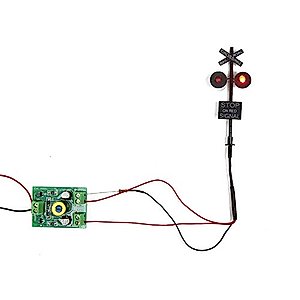 Evemodel JTD877RP 1 Set HO Scale Railroad Train / Track Crossing Sign 2 Heads LED Made + Circuit Board Flasher-Flashing Red Train Stop Signal Lights Decoration and Party