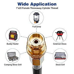 WADEO 12 FT Propane Quick Connect Hose for RV to Gas Grill, 1/4" Quick Connect Hose Converter Replacement for 1 LB Throwaway Bottle Connects 1 LB Portable Appliance to RV 1/4" Female Quick Disconnect