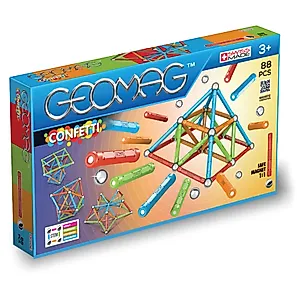 Geomag Magnetic Sticks and Balls Building Set | Magnet Toys for STEM, Creative, Educational Construction Play | Swiss-Made Innovation | Confetti 88 Piece Age 3+