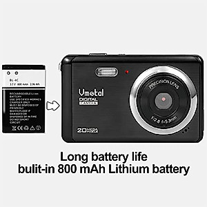 Digital Camera for Teens Camera, 20MP Digital Camera FHD 1080P Rechargeable Compact Point and Shoot Camera Vlogging Camera YouTube for Teens Students Boys Girls Seniors (Black)