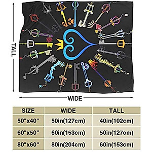 DWgatan Blankets,Thoughtful Uplifting Healing Gift Reversible Fleece Sherpa Comfort Caring Blanket Throw ，Kingdom Hearts Keyblades Ultra-Soft Fleece Flannel Velvet Plush Throw Blanket-80 x60