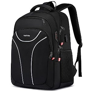YAMTION Laptop Bookbag,17 Inch School Backpack Large for Men College Backpack with USB for High School Teen Students Adult Business Work Office Travel