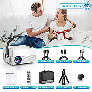 Mini Projector Built in DVD Player, FELEMAN 1080P HD Portable Bluetooth Projector with HiFi Speaker, 8500L Home Theater Movie Projector Compatible with HDMI/TV Stick/AV/USB/Smartphone
