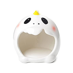 Gigicloud Hamster Ceramic Nest Cooling House Cartoon Monster-Shaped Ceramic Nest Summer Cooling House Adorable Hideout Critter Bath House for Hamster Hedgehog Chinchilla