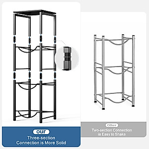 DIRZA 5 Gallon Water Jug Holder with Top Shelf, 3 Tier Water Bottle Holder,Heavy Duty Water Storage Rack for Water Cooler Jug,Water Jug Stand Organizer for Home Kitchen Office Brilliant Black