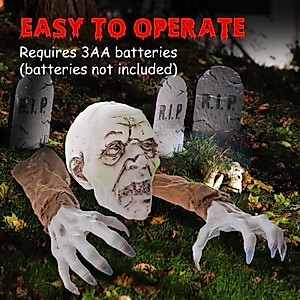 Halloween Decorations Outdoor Statues Lighted Zombie Groundbreaker,Scary Scary Halloween Tombstone Skeleton for Outdoor Halloween Graveyard Garden, Lawn, Patio, Haunted House Props Outdoor Decorations