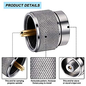 Hotop 2 Pieces Camping Stove Adapter 1 Lb Propane Small Tank Input EN417 Lindal Valve Output Outdoor Cylinder LPG Canister Adapter (Silvery)