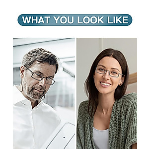 SDPIQDS 2 Pairs Half Moon Frame Reading Glasses Blue Light Blocking,Semi Rim Spring Hinge Metal Readers with Cases Women Men 2.0X