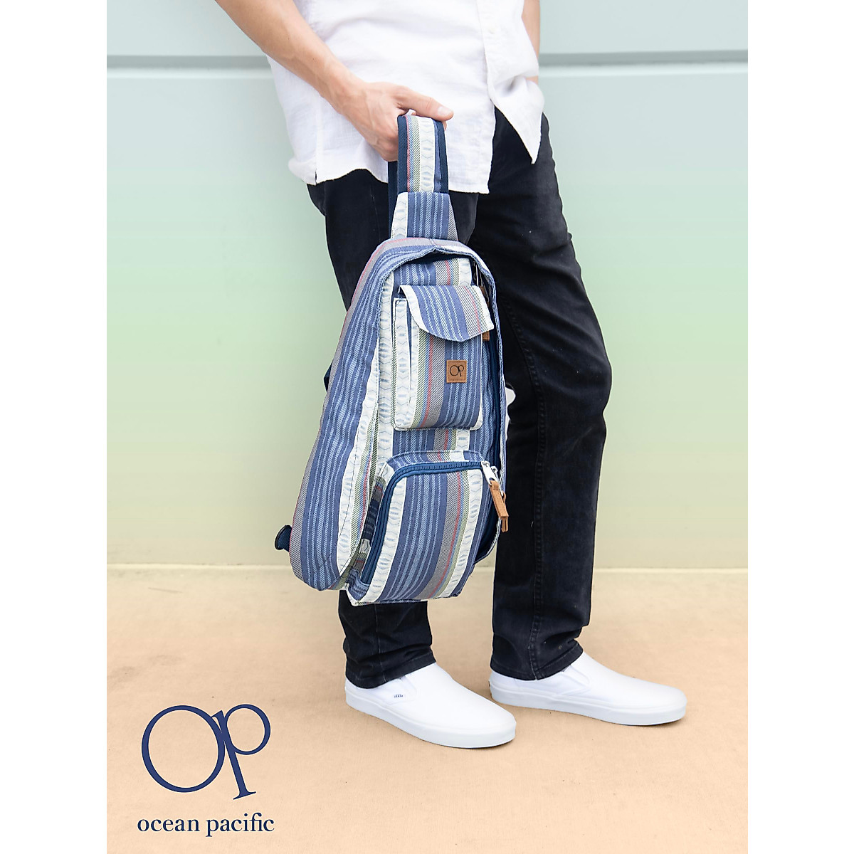 Ocean Pacific Crossbody Sling Bag for Everyday Use, Travel, Work - Casual Daypack for Men Women (Navy)