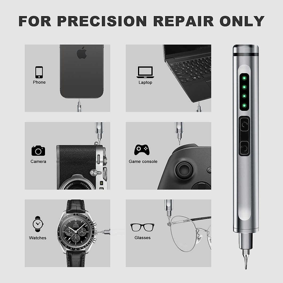 Mini Electric Screwdriver, 41-in-1 Precision Electric Screwdriver Set with 36 Magnetic Bits, Cordless Screwdriver Set, Magnetic Storage, Portable Repair Tool for Electronics Phone Camera Laptop Watch
