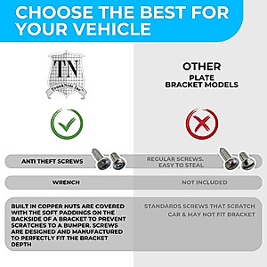 TN TrunkNets Inc Front Bumper License Plate Mount Tag Bracket for Ford + 6 Secure Screws & Wrench Kit New