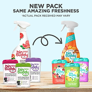 Bin Buddy Mixed Fresh Citrus & Berry, 450g, Pack of 6, Bin Freshener Deodoriser Powder, Leaves Your Bin Smelling Great, Suitable for Indoor and Outdoor Bins