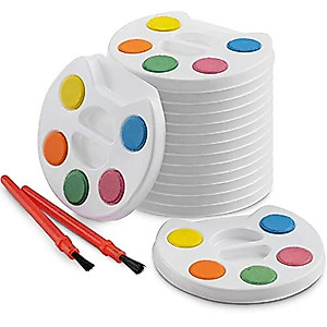 Mini Watercolor Kids Paint Set - (Bulk Pack of 24) - 5 Watercolor Paints, Palette Tray and Painting Brush, for Art Party Favors, Kids Prizes, Stocking Stuffers and Paint Party Supplies