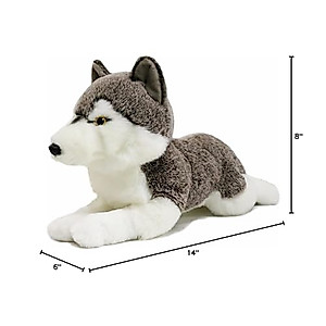 Ice King Bear Lifelike Siberian Wolf Stuffed Animal - Plush Toy - 14 Inches Length (Original)