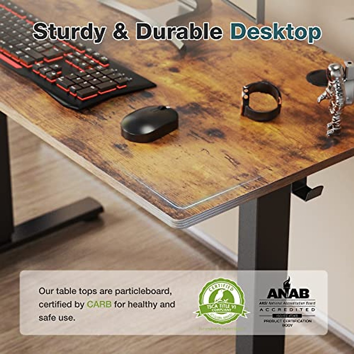 Sweetcrispy Electric Standing Desk, 40 x 24in Adjustable Height Electric Stand up Desk Standing Computer Desk Home Office Desk Ergonomic Workstation with 3 Memory Controller, Rustic Brown
