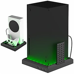 Charging Cooling Fan Base for Xbox Series X/S RGB Vertical Stand Multi-Function Charging Cooling Stand Colorful Light Controller Handle Charger Bracket for Gaming Accessories