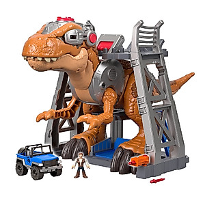 Fisher-Price Imaginext Jurassic World Dinosaur Toy, T. rex with Lights & Owen Grady Figure, Preschool Kids Ages 3+ Years (Amazon Exclusive)
