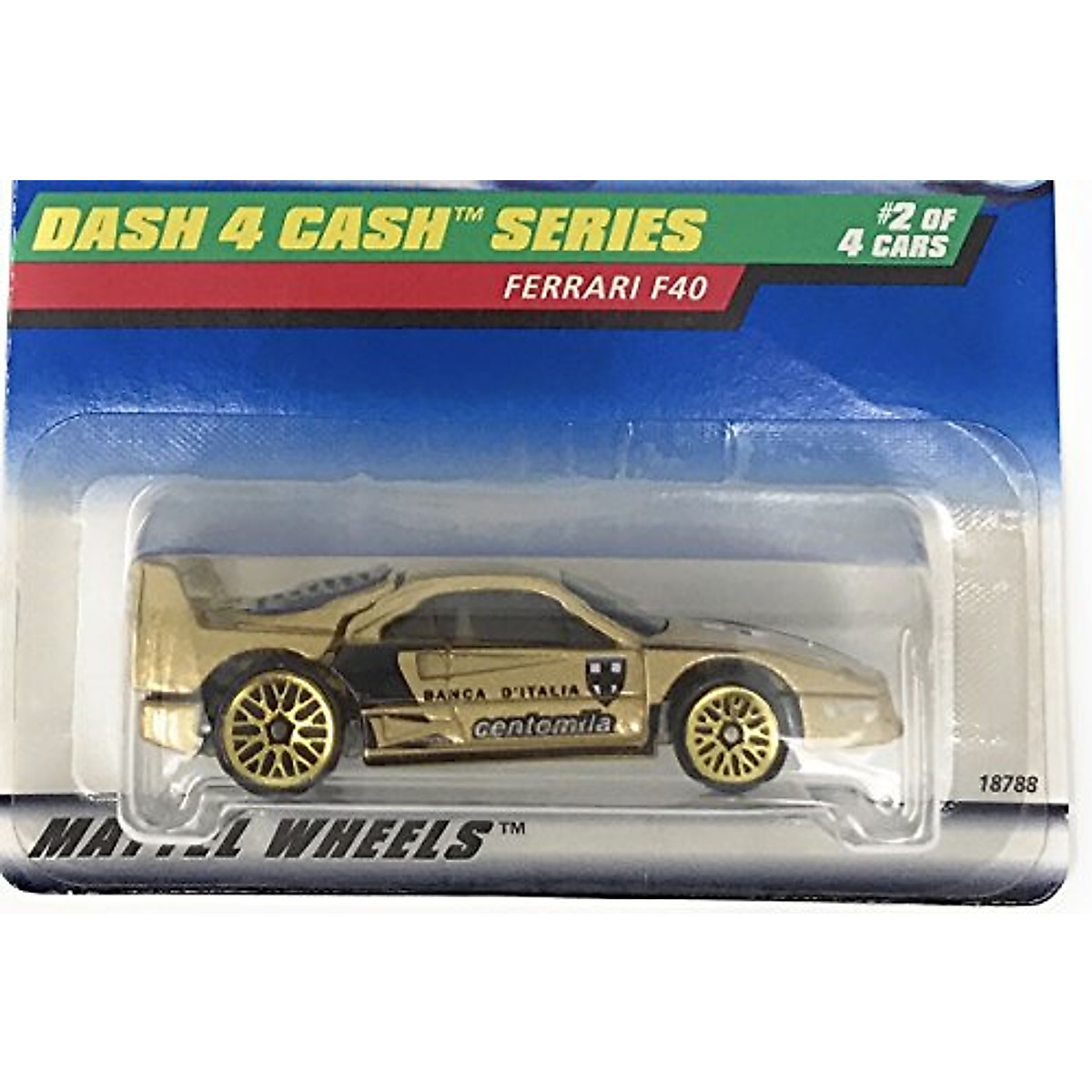 Hot Wheels - 1998 - Dash 4 Cash Series - Ferrari F40 - Gold Metallic Paint - 2 of 4 - Collector #722 - Limited Edition - Collectible 1:64 Scale