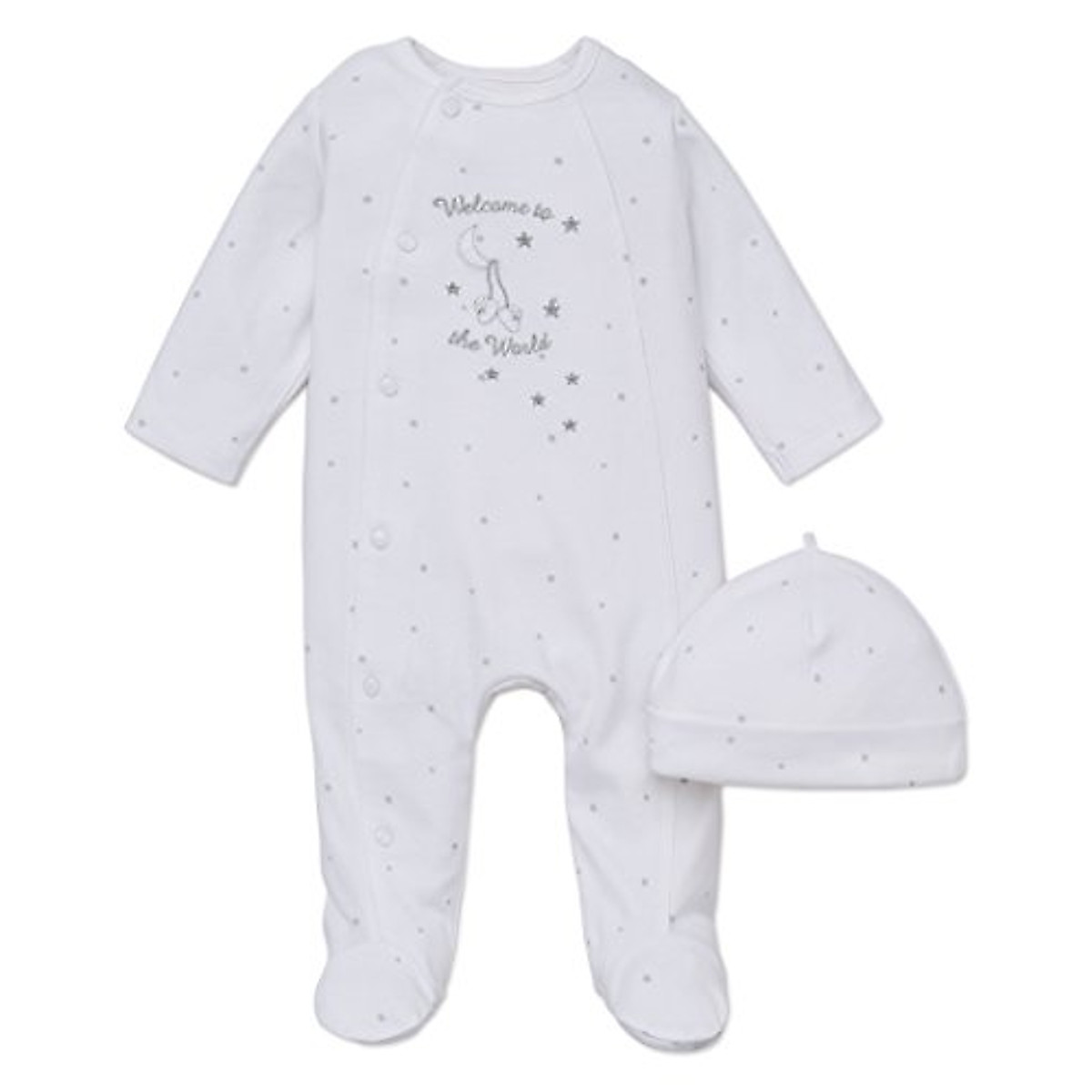 Little Me Baby 2-Piece Welcome to the World Footie and Cap Set, Newborn