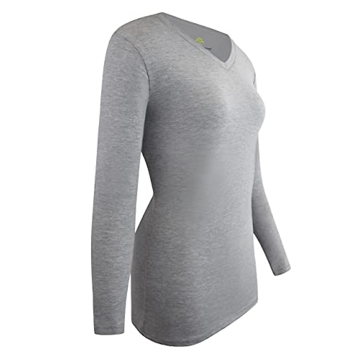 Women's Under Scrubs Long Sleeve T-Shirt Comfort V-Neck Medical Underscrub Tee -Super Soft and Stretchy (Heather Charcoal, Medium)