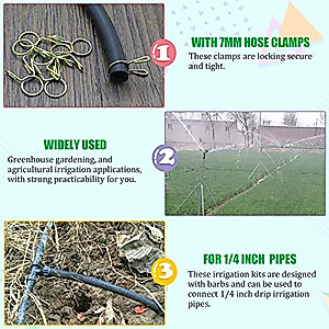 Keadic 380Pcs Barbed Connectors Irrigation Fittings Kit Contains Elbows, End Plug, Tees, 4-Way Coupling, Straight Barbs, Single Barbs Irrigation Barbed Connectors for 1/4" Tubing Sprinkler Drip Systems