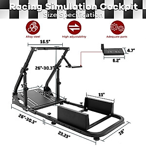 Hottoby Racing Simulator Cockpit Stand Reinforcement Bar Fit for Logitech/Thrustmaster G25 G27 G29 G920 G923 T300RS,Adjustment Sim Bracket,No Steering Wheel,HandBrake,Pedals & Seat