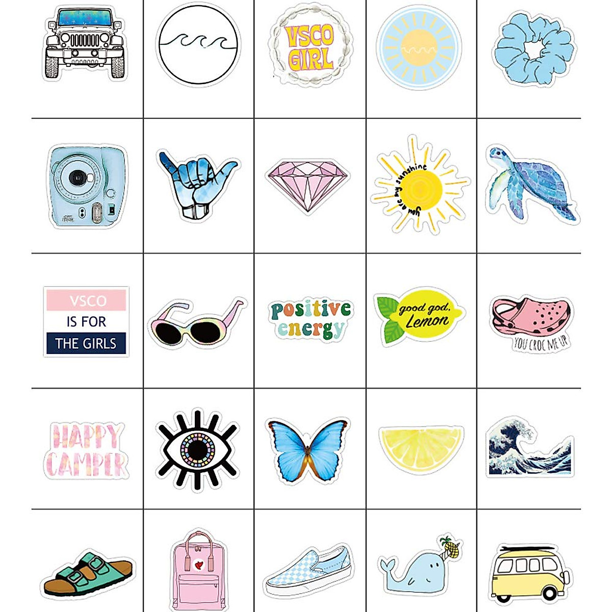 Vsco Stickers for Water Bottle 50 Packs, Cute Waterproof Aesthetic Vinyl Decal Stickers for Teens Girls Perfect for Waterbottle Laptop Phone Travel