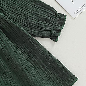 Mialoley Baby Girl Doll Collar Dress Long Sleeve Toddler Solid Color Ruffle A Line Spring Fall Casual Infant Sundress Button (Green, 18-24 Months)