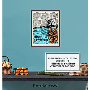 Mindset is Everything Wall Art - Entrepreneur Wall Art - Motivational Wall Decor - Cat Decor - Cat Gifts - Inspirational Posters - Motivational Gifts - Office Wall Decor - Sports Wall Decor