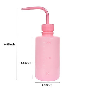 KIGITIK 3 Pcs Tattoo Wash Bottle, Wash Bottles, Narrow Mouth Squeeze Bottle, Safety Rinse Bottle Watering Tools, for Lab, Tattoo, hair, pet, Plant Irrigation Bottle (Pink, 250ml)