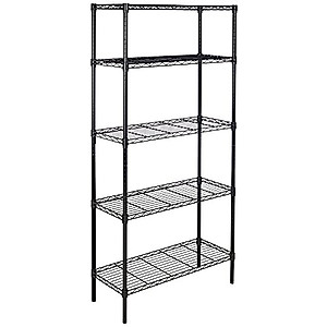 Amazon Basics 5-Shelf Adjustable, Heavy Duty Storage Shelving Unit (350 lbs loading capacity per shelf), Steel Organizer Wire Rack, Black (36L x 14W x 72H)