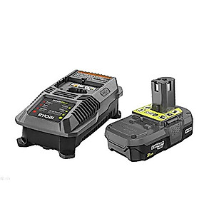 Ryobi P163 18V OnePlus Lithium 2.0Ah Compact Battery and Charger Upgrade Kit includes a P118 Charger and P190 Battery