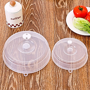 2 PCS Microwave Cover for Food, Clear Microwave Splatter Cover with Steam Vent, 9 Inch and 6.7 Inch Covers, Kitchen Gadgets and Accessories, Transparent