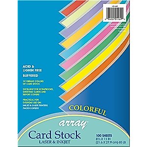 Pacon Card Stock, Colorful Assortment, 10 Colors, 8-1/2" x 11", 100 Sheets