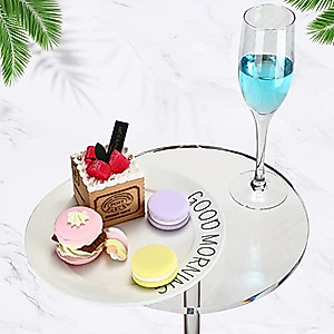 Chunful Drink Side Table Small Acrylic Drink Table Clear Living Room Tables Round Coffee Table End Tables for Small Spaces Balcony Bedroom, Easy Assembly