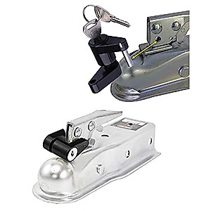 WHSSFINE Trailer Lock Kit Keyed Alike Tongue and Hitch Pin Lock with 5/8 and 1/2 Inch Pins Fit Class I II III IV V Receiver to Secure Trailer for Towing and Storage (4 Pack)