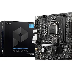 MSI H510M-A PRO ProSeries Motherboard (mATX, 11th/10th Gen Intel Core, LGA 1200 Socket, DDR4, PCIe 4, M.2 Slot, USB 3.2 Gen 1, 2.5G LAN, D-SUB/HDMI)