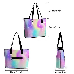 Womens Handbag Rainbow Leather Tote Bag Top Handle Satchel Bags For Lady