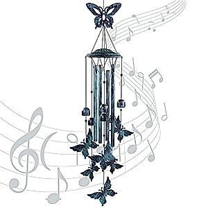 Yiiwinwy Butterfly Wind Chimes for Outside Large Aluminum Tubes Outdoor Decorations for Patio, Garden, Porch, Memorial Bells Gift