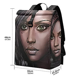 ALAZA African American Woman Afro Large Laptop Backpack Purse for Women Men Waterproof Anti Theft Roll Top Backpack, 13 - 17.3 inch