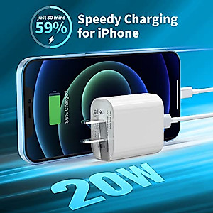 [Apple MFi Certified] iPhone Fast Charger 3Pack, iGENJUN 20W USB C Charger Wall Charger Block with PD 3.0, Compact USB C Power Adapter for iPhone 13/13 Pro/12, Galaxy, Pixel, AirPods Pro (White)