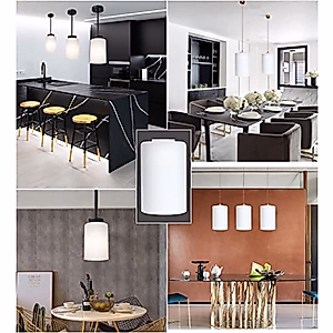 GoldSwift 3 Pack Frosted Opal White Glass Lamp Shade Replacement Globe & Covers for Light Fixtures, 6" Tall, 1-5/8 inch Fitter, Soft White Cylinder Glass Shade for Chandelier Pendant Wall Sconces