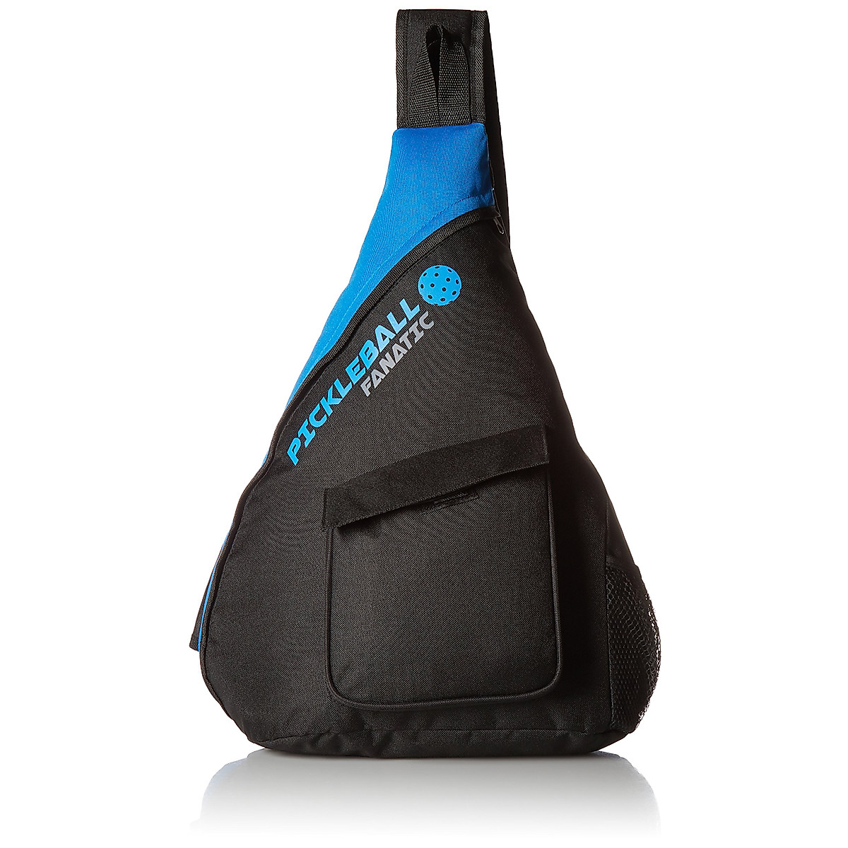 Pickleball Fanatic Sling Bag with pockets for Paddles, Balls, Gear, and Water Bottle(Blue/Black)