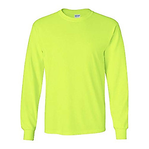 Fit In Basic Safety High Visibility Long Sleeve Construction Work Shirts for Men X-Large, Safety Green (3pk)