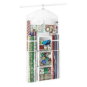 Whitmor 2-Sided Hanging Gift Wrap Organizer, Clear