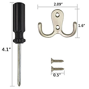 HOVEOX 20 Pcs Double Prong Robe Hook Retro Towel Cloth Hanger Wall Hat Jewelry Hooks Rustproof Rustic Hooks Heavy Duty Hardware Decorative Utility Hooks & 40 Pcs Screws & a Free Screwdriver, Silver
